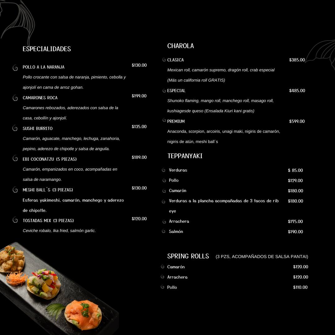 Menú - Shunoko sushi