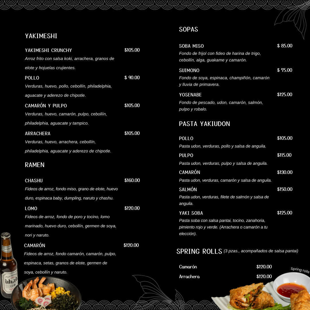 Menú - Shunoko sushi