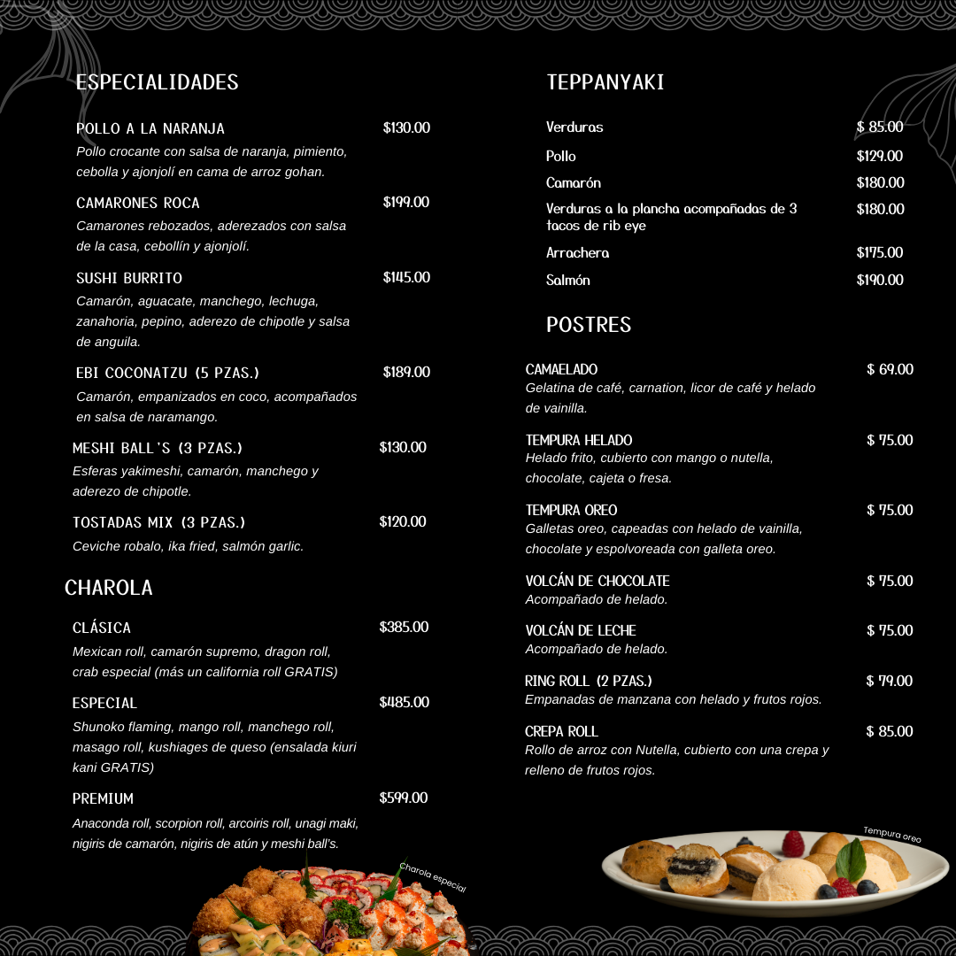 Menú - Shunoko sushi